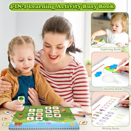 Busy Book for Toddlers, Preschool Learning Activities Book with 8 Dry ...
