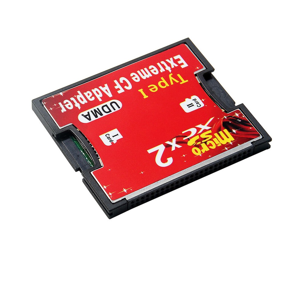 Dual 2 port Micro SD SDHC to Compact Flash CF 1 Type I Card Adapter ...