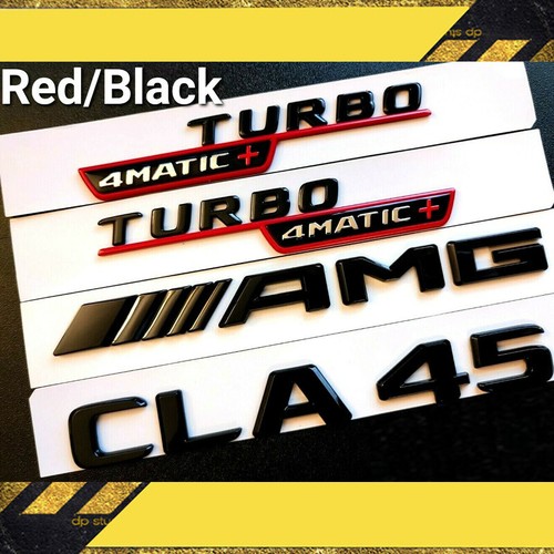 CLA45 AMG Trunk Emblem TURBO/4matic+ Fender Badge Red Gloss Black Ser ...