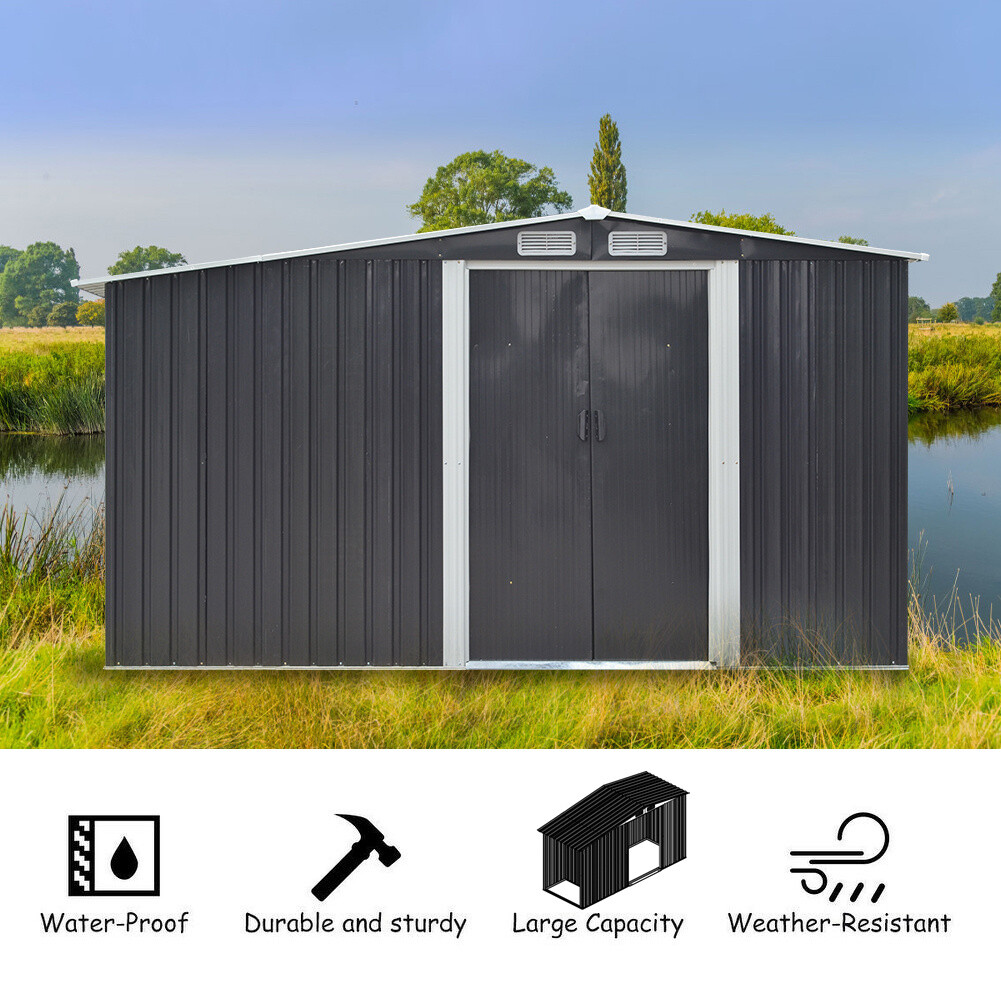 4X8 6X8 8X8 10X8FT Metal Garden Shed Wood Bike Storage Tool Sheds Log ...