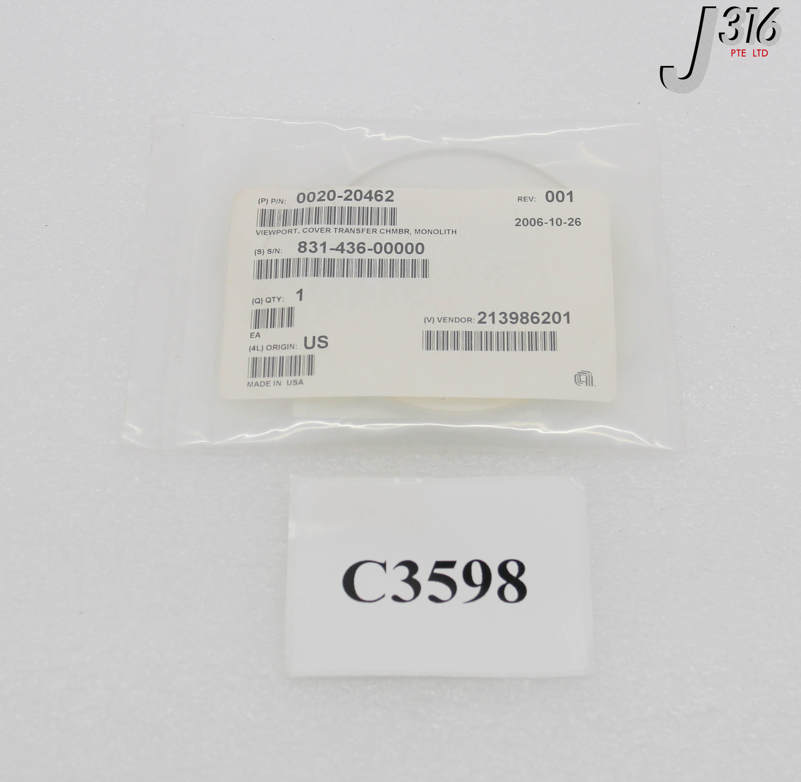 Applied Materials 0020-20462 Transfer Chamber Viewport Cover for sale ...