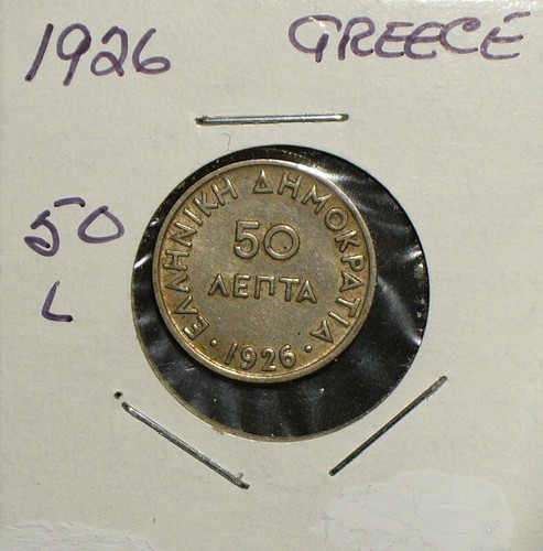 Greece 1926 50 Lepta Copper-Nickel Coin | eBay