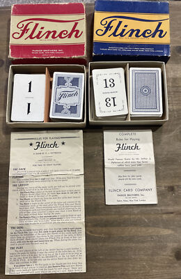 Pair of 1934 & 1938 Flinch Card Game Sets, Original Boxes and ...