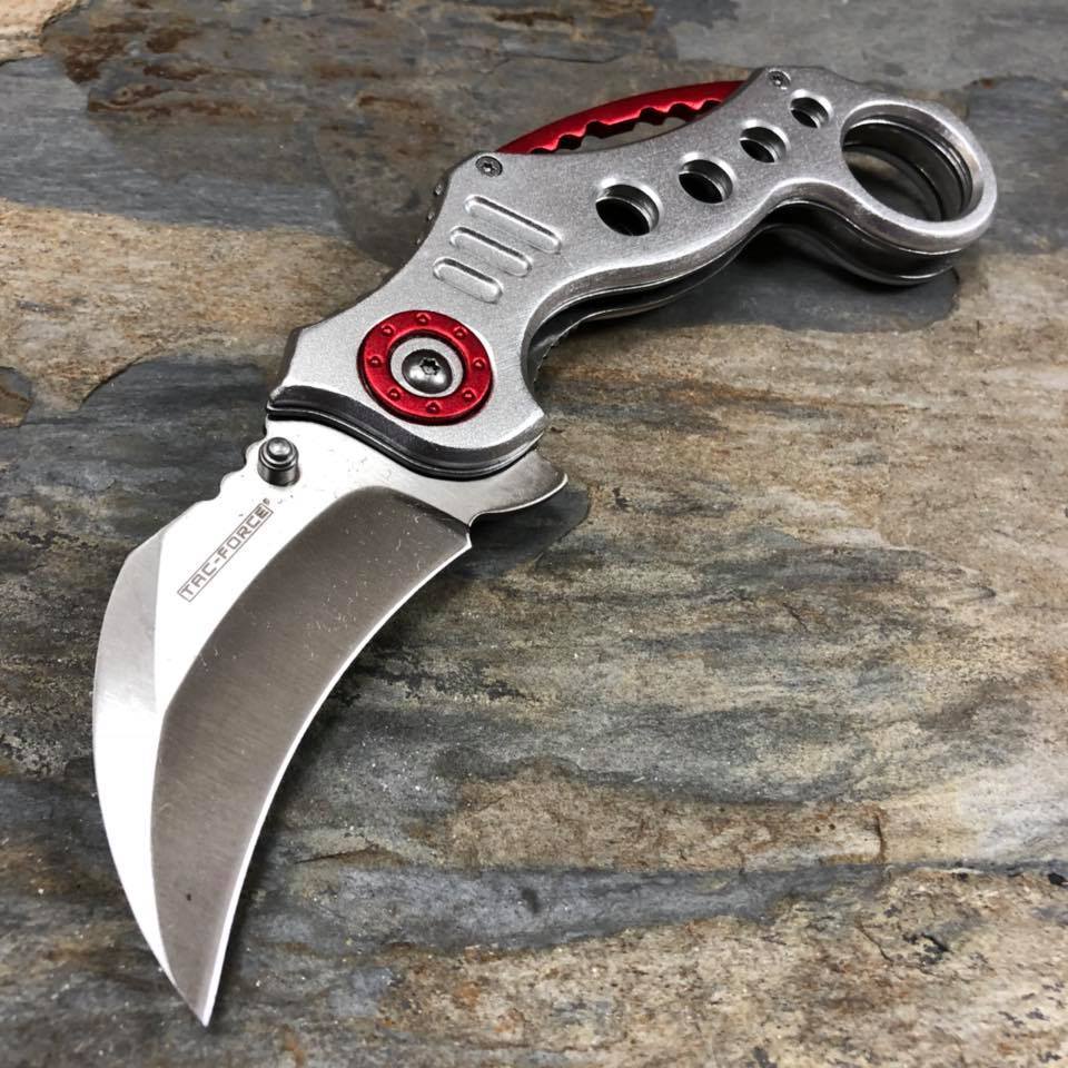 Tac Force Silver Karambit Spring Assisted Outdoor Tactical Pocket Knife ...