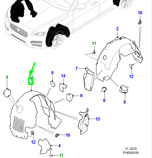 JAGUAR XF X260 Front Right Wheel Housing Liner T2H2010 GENUINE for sale ...