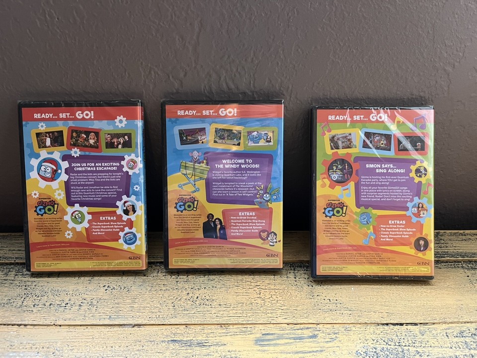 Superbook Gizmo Go DVDS lot of 3 Christian Kids Show Teaching Factory ...