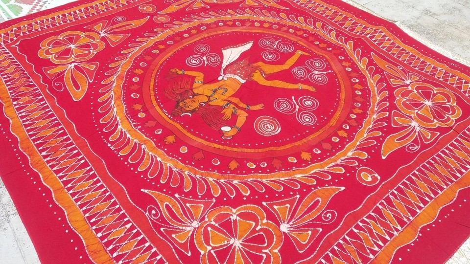 Nataraja Shiva Tenture Couvre-lit indien Batik Rouge Fait main Coton ...