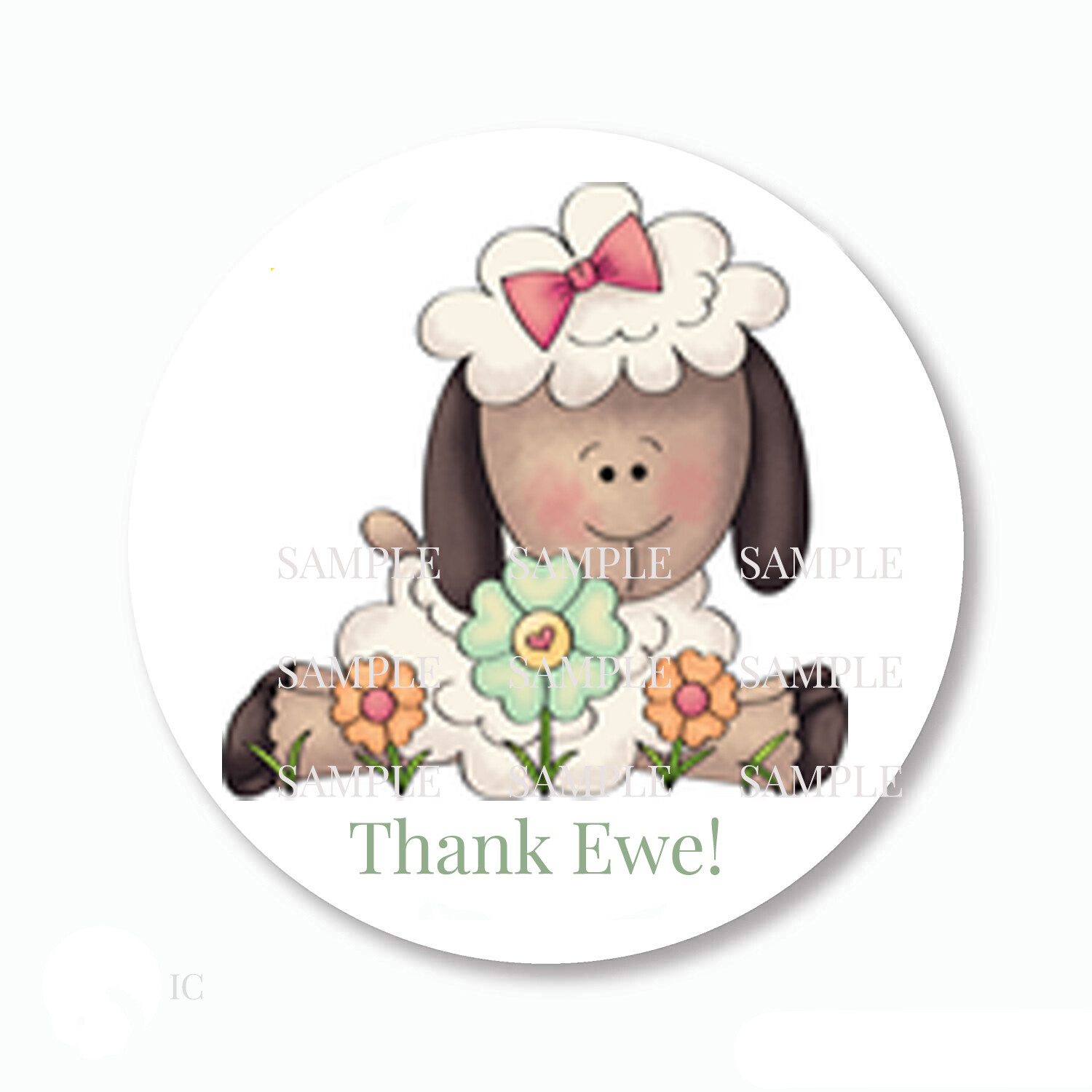 30 Prim Thank You Ewe Labels Favors Scrapbook Stickers 1.5" Round ...