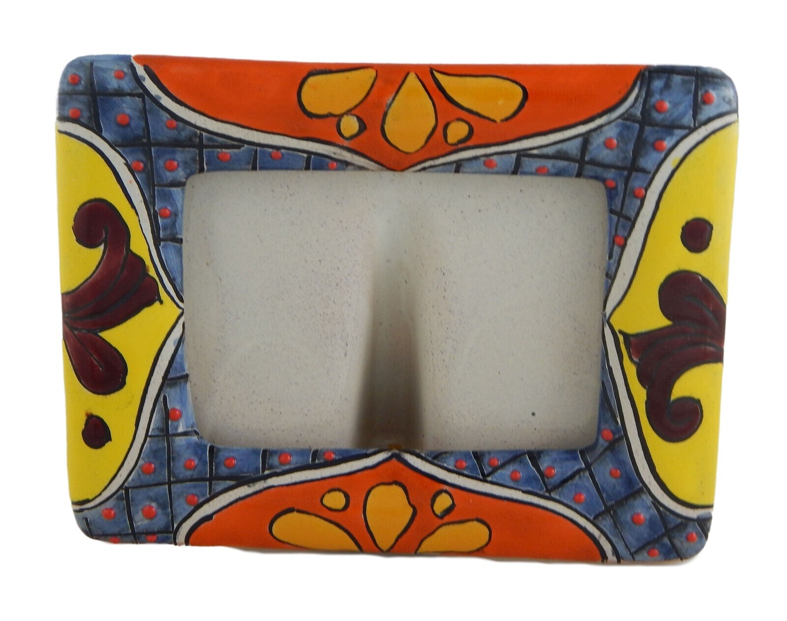 MEXICAN TALAVERA PICTURE FRAME HANDMADE CERAMIC FOLK ART HORIZONTAL 30 ...