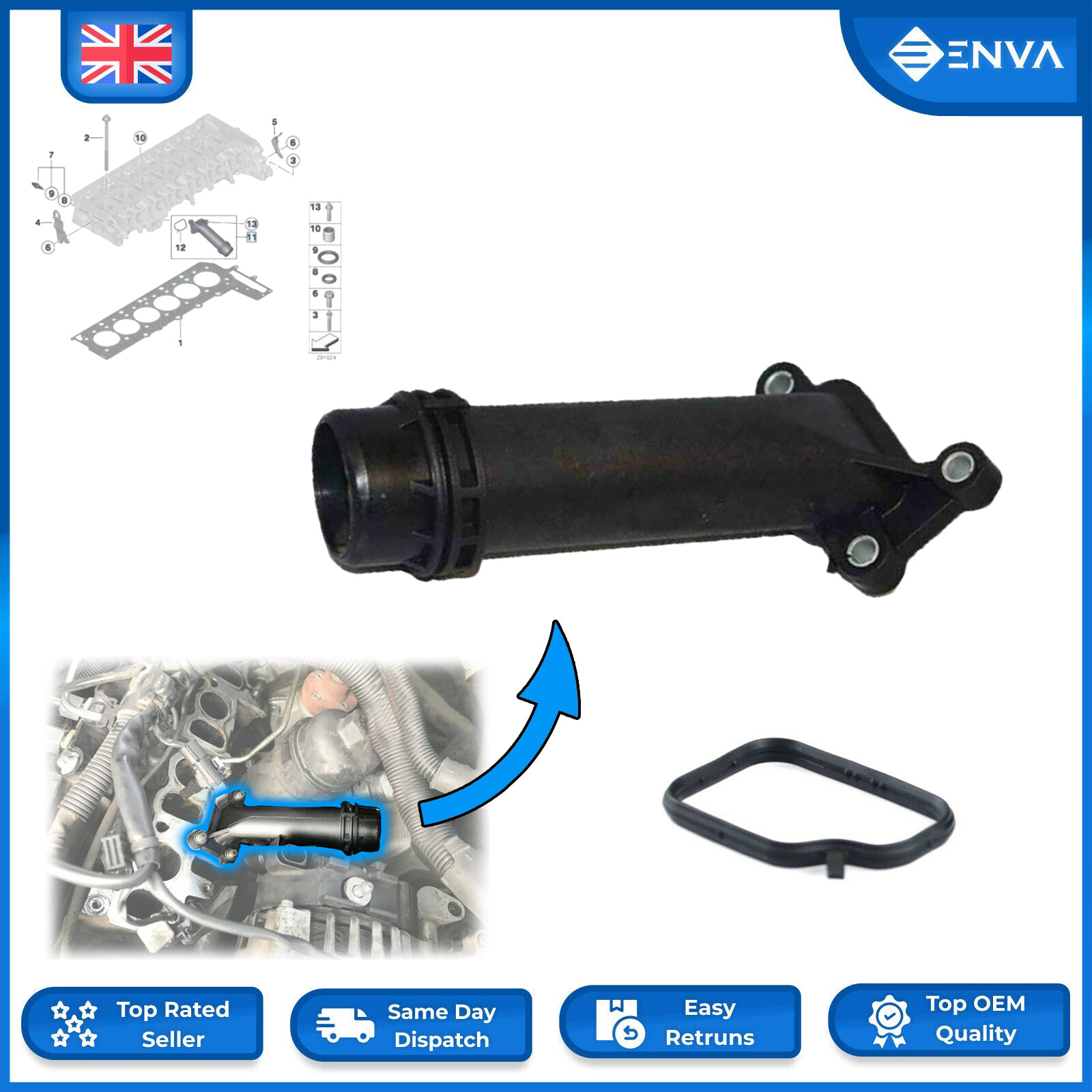 Coolant Flange / Pipe For BMW 3 Series Diesel E93 E92 E91 E90 ...