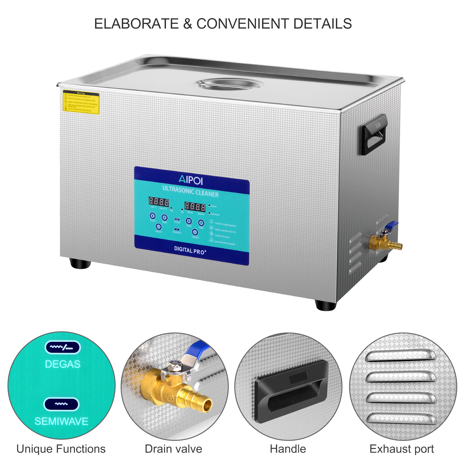 AIPOI Ultrasonic Cleaner with Timer Heating Machine Digital Sonic ...