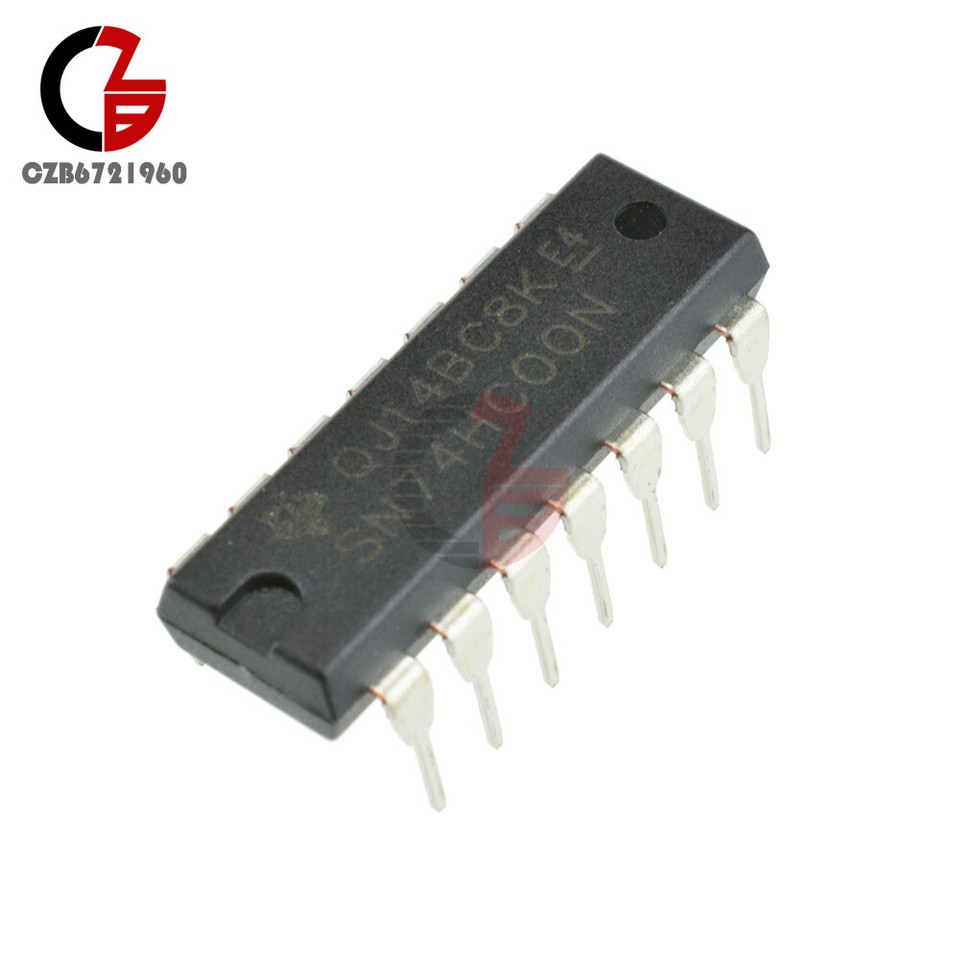100pcs 74HC00 SN74HC00N Quad 2-Input NAND Gate IC 14-DIP DIP-14P Chip ...