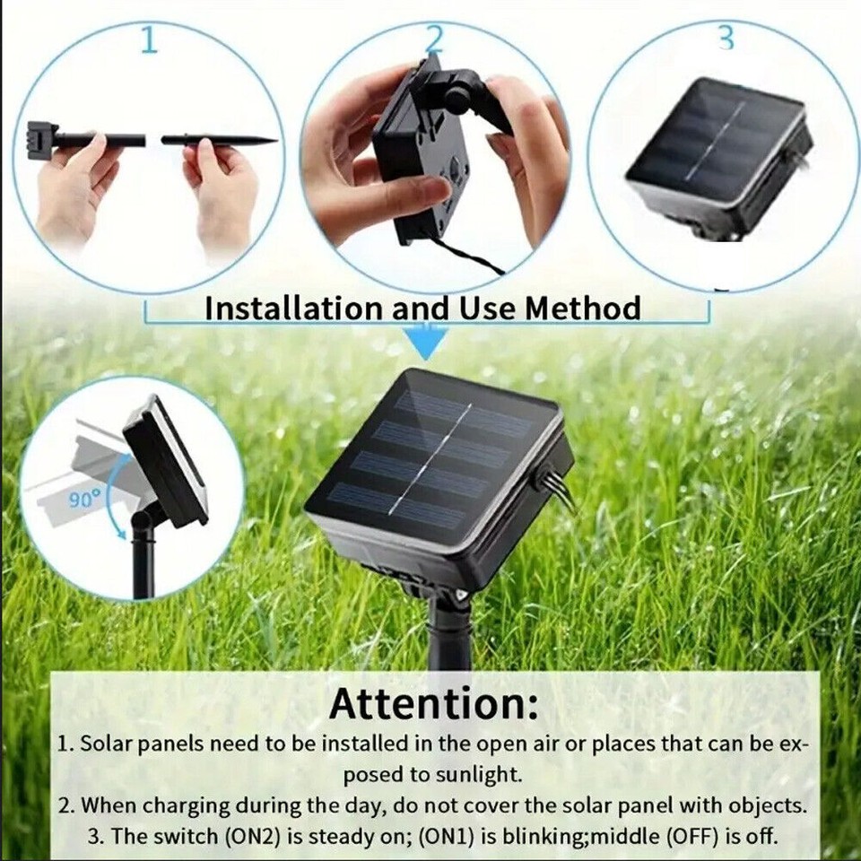 5M 10M LED Solar Powered Ivy Vine Fairy String Lights Garden Outdoor ...