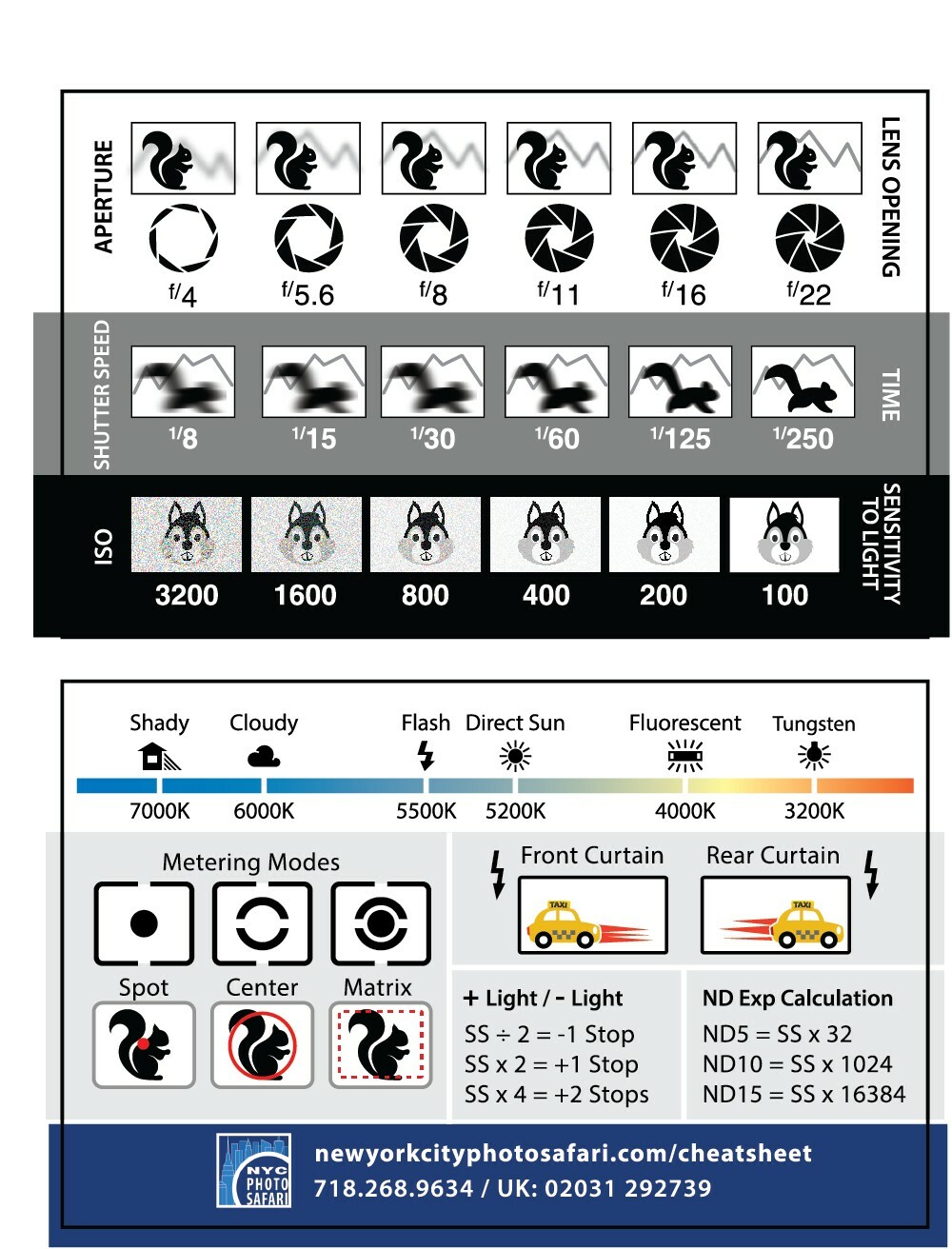 DSLR/mirrorless Photography "Cheat Sheet" Credit Card Size Reference ...
