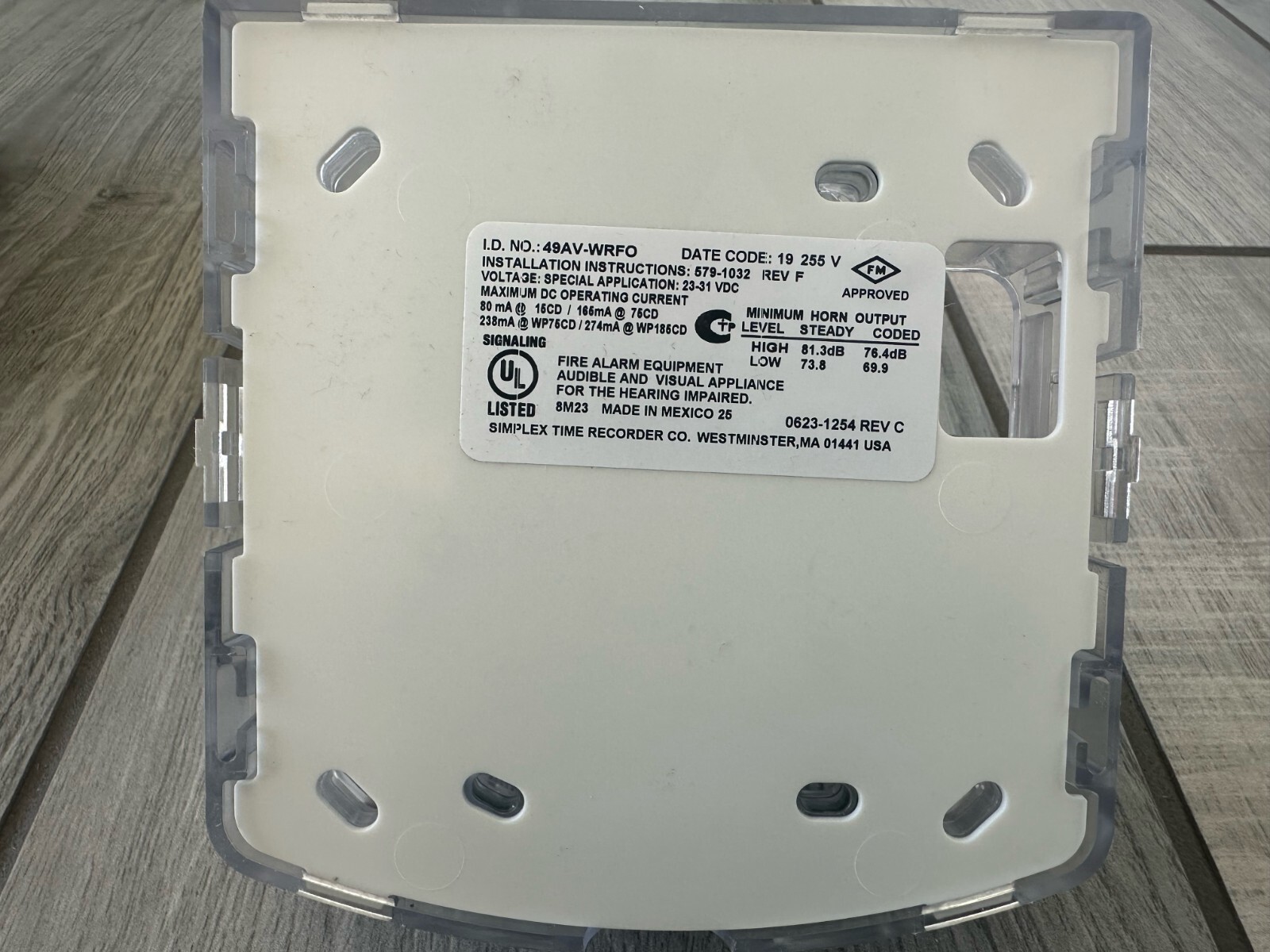 Simplex TrueAlert ES 49AV-WRFO Weatherproof Addressable Horn Strobe ...