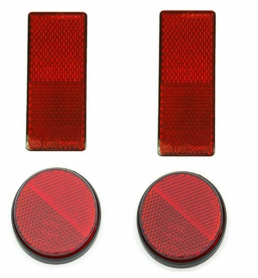 8 PACK MULTIPURPOSE SELF ADHESIVE REFLECTORS RED LIGHT TRAILER CARAVAN ...