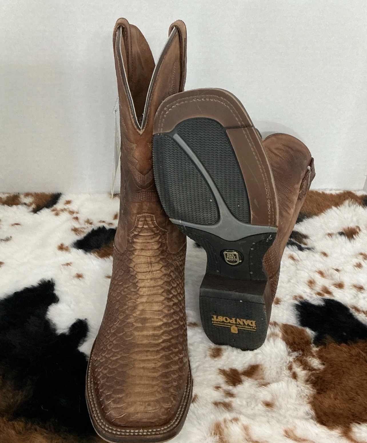 Dan Post Mens KA Python Print Leather Western Boots Brown 10.5 EW | eBay
