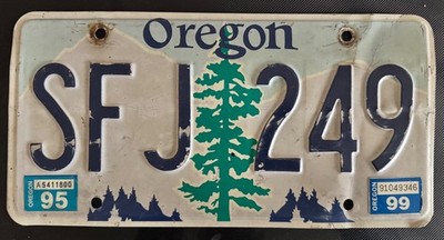 Oregon Pine Tree Graphic American License Licence USA Number Plate SFJ ...