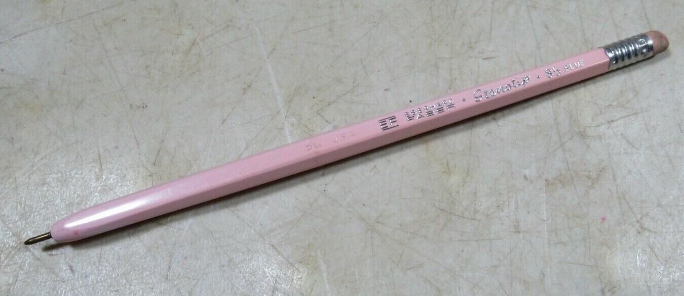 Vintage Eberhard Faber EF Pink Stenotip Pen #85 Blue Pencil Shaped W ...