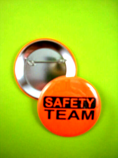 SAFETY TEAM BUTTON Badge 2-1/4" w/Pinback Orange NEW | eBay
