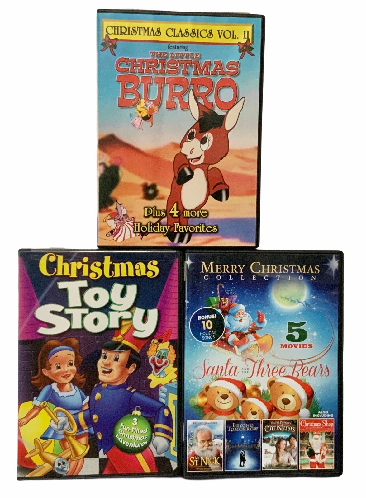 Set Of 3 DVD’s, Little Christmas Burro, Christmas Toy Story, Santa ...