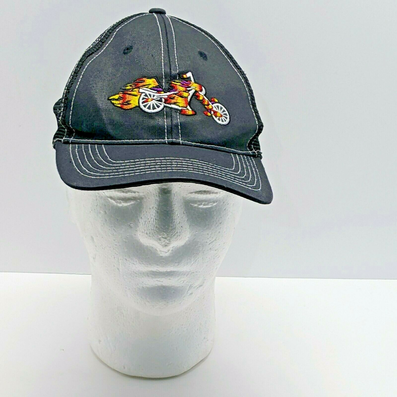 Pugs Gear Moto Flames Flaming Motorcycle Mesh Snapback Adjustable | eBay