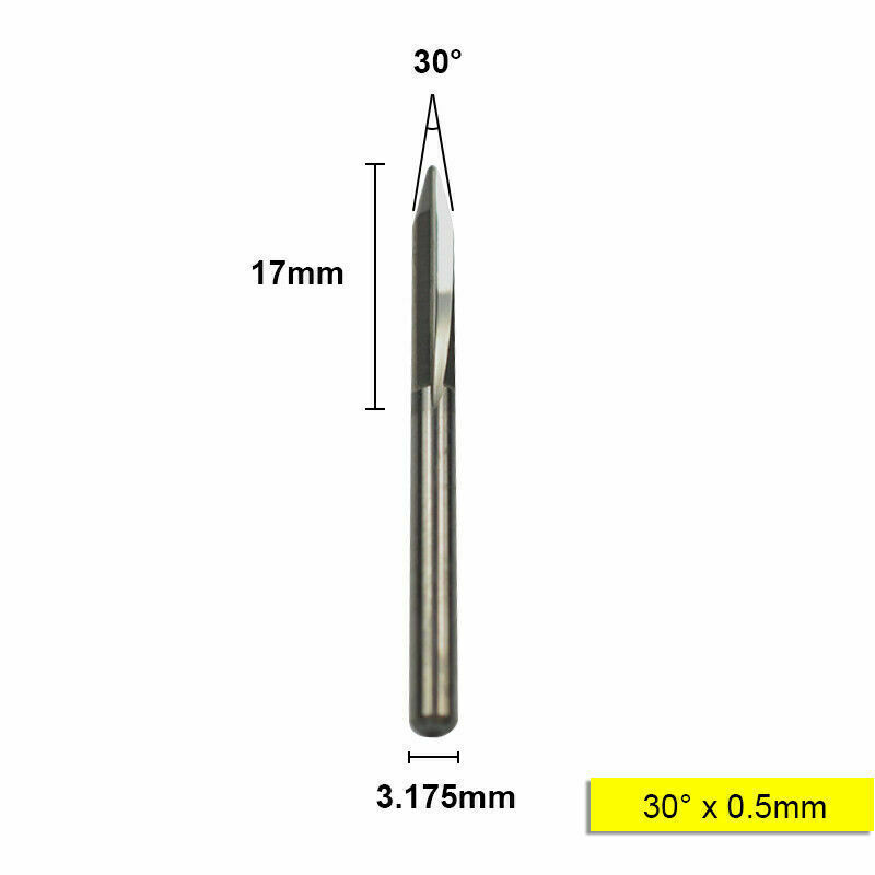 3.175 Shank Tip 0.1-0.5mm Router Bit V Shape Carbide End Mill Mini ...