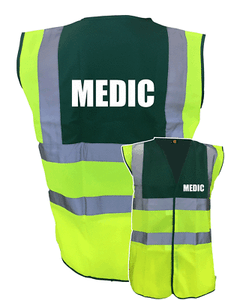 MEDIC GREEN YELLOW HI VIS MEDICAL VESTS WAISTCOAT FIRST AID, DOCTOR ...