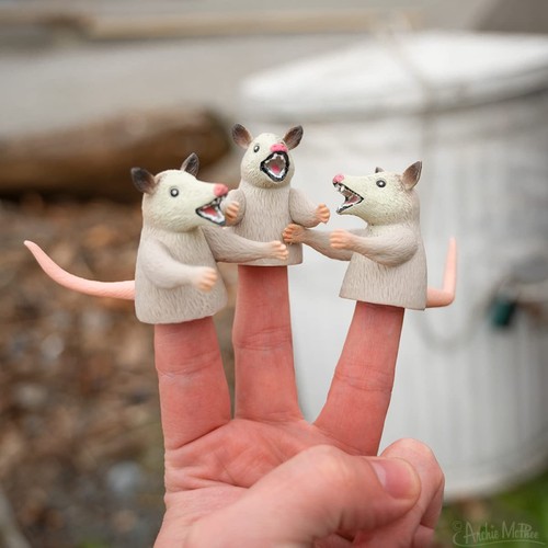 Multicolor 2 Inch Possum Finger Puppet Set of 3 Soft Vinyl Puppets | eBay