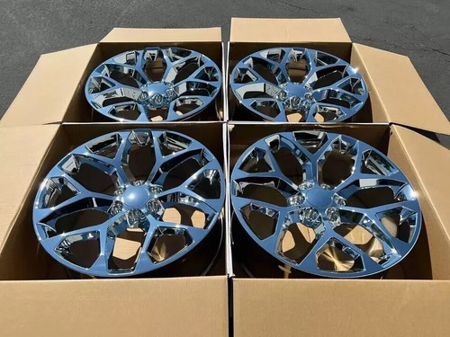 22" Chrome Snowflake Wheels For Chevy Silverado GMC Tahoe Yukon Denali ...