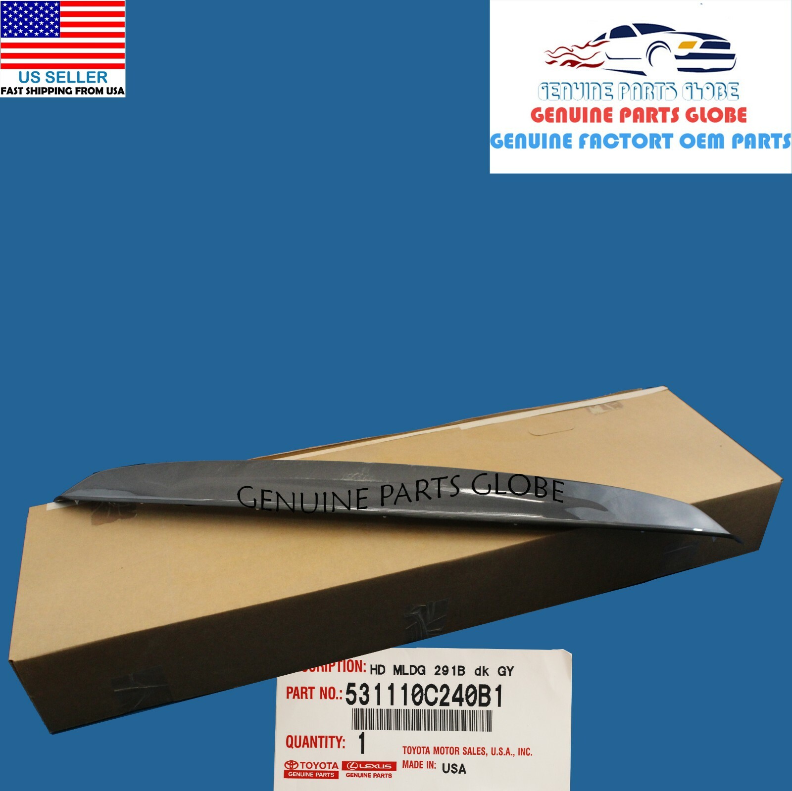 GENUINE TOYOTA 18-22 SEQUOIA GRAY FRONT HOOD LIP BULGE MOLDING 53111 ...