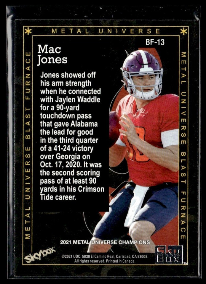 2021 Skybox Metal Blast Furnace Mac Jones New England Patriots #BF-13 ...