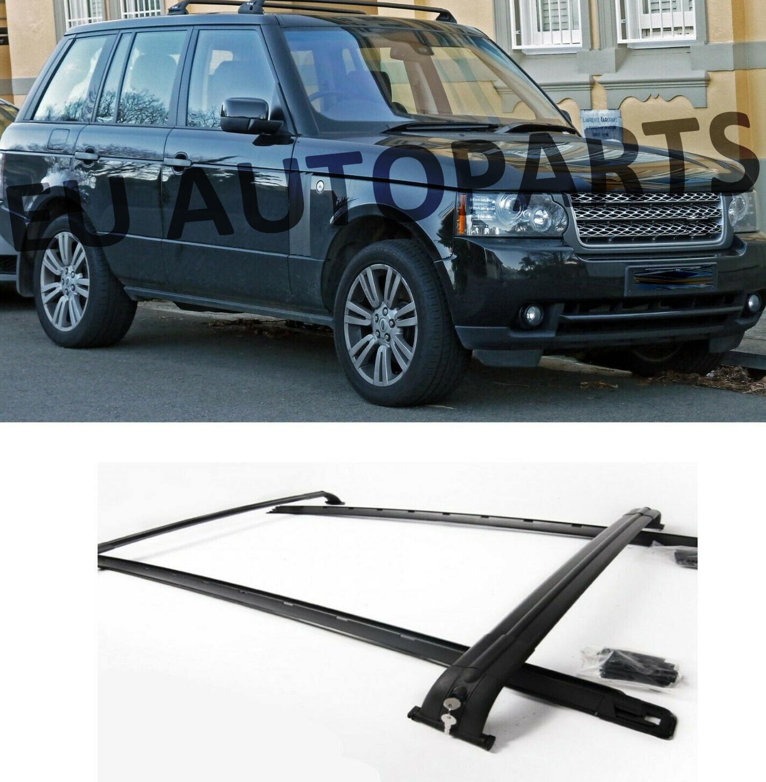 FOR RANGE ROVER VOGUE L322 02-12 BLACK ROOF RAIL RAILS RACK CROSS BARS ...