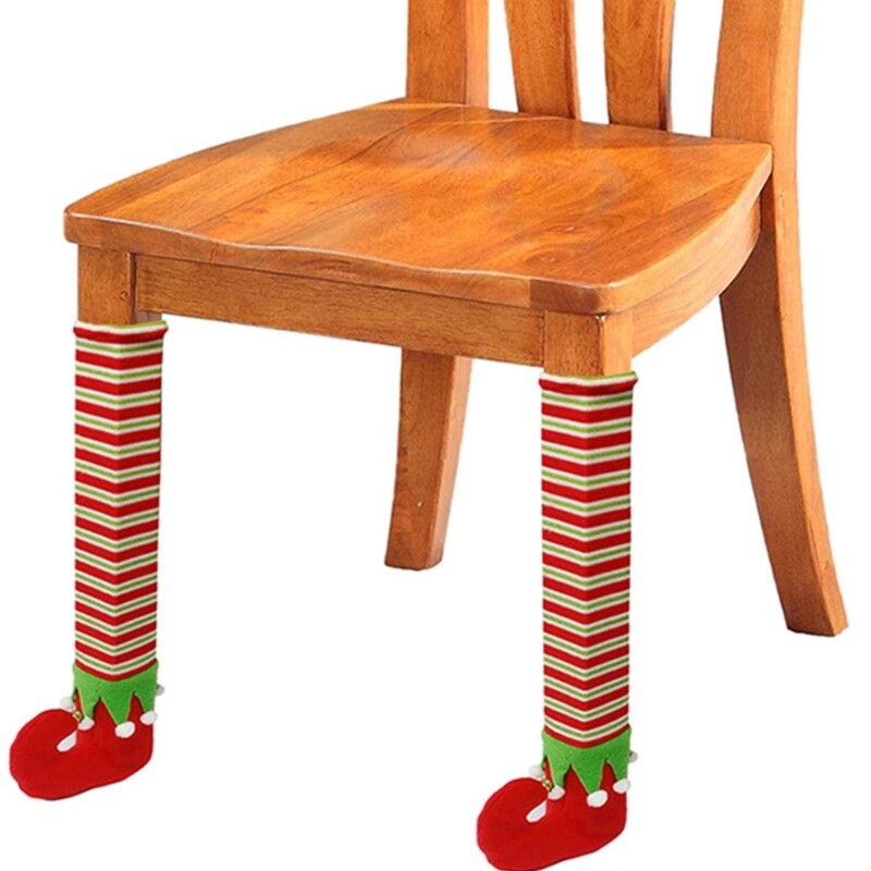 Christmas Striped Elf Table Leg Cover Chair Foot Cover Chair Feet ...