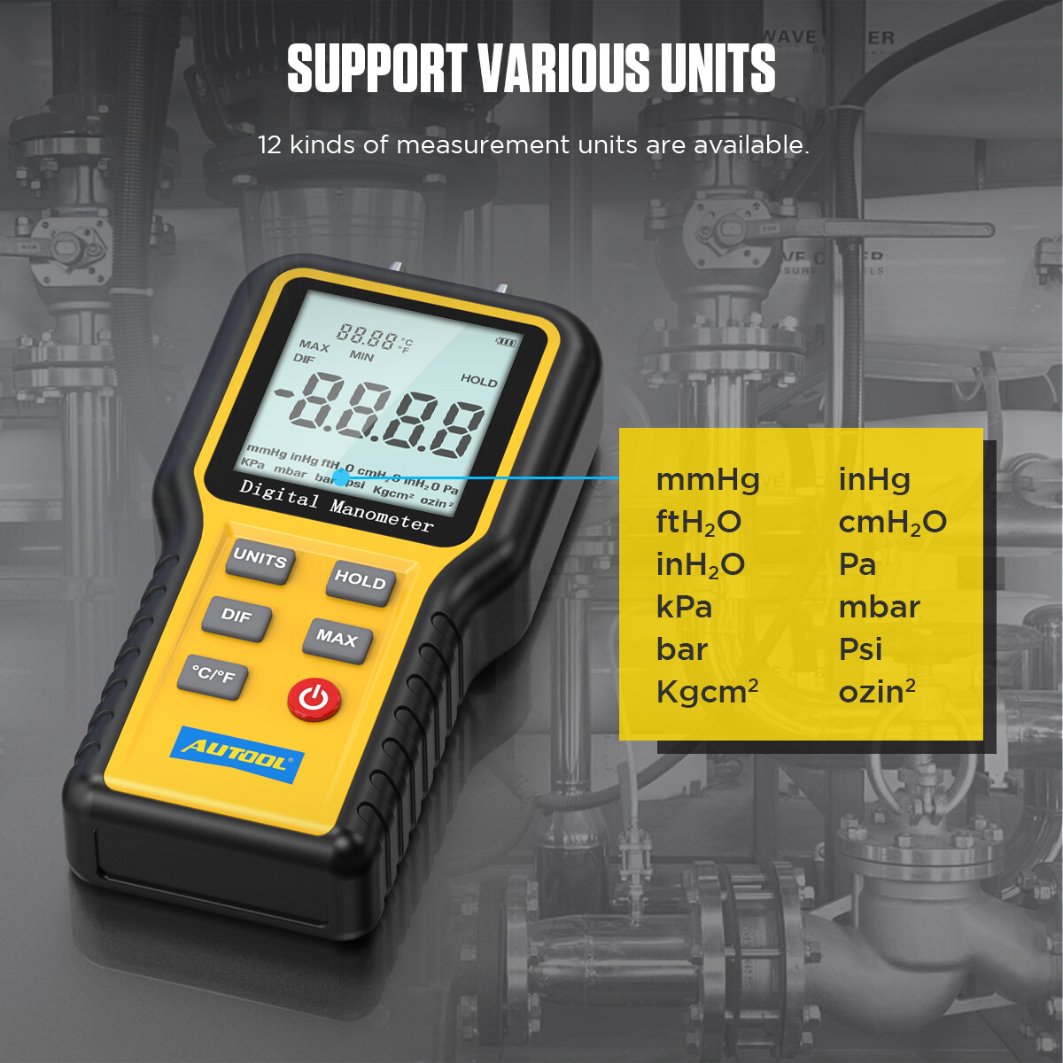 Digital Manometer Test Dual Input Differential Manometer HVAC Gas ...