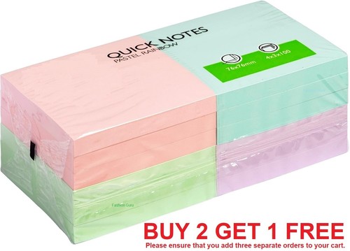 Sticky Memo Notes Post it Pastel Pads Adhesive Self 76mm Pad Removable ...