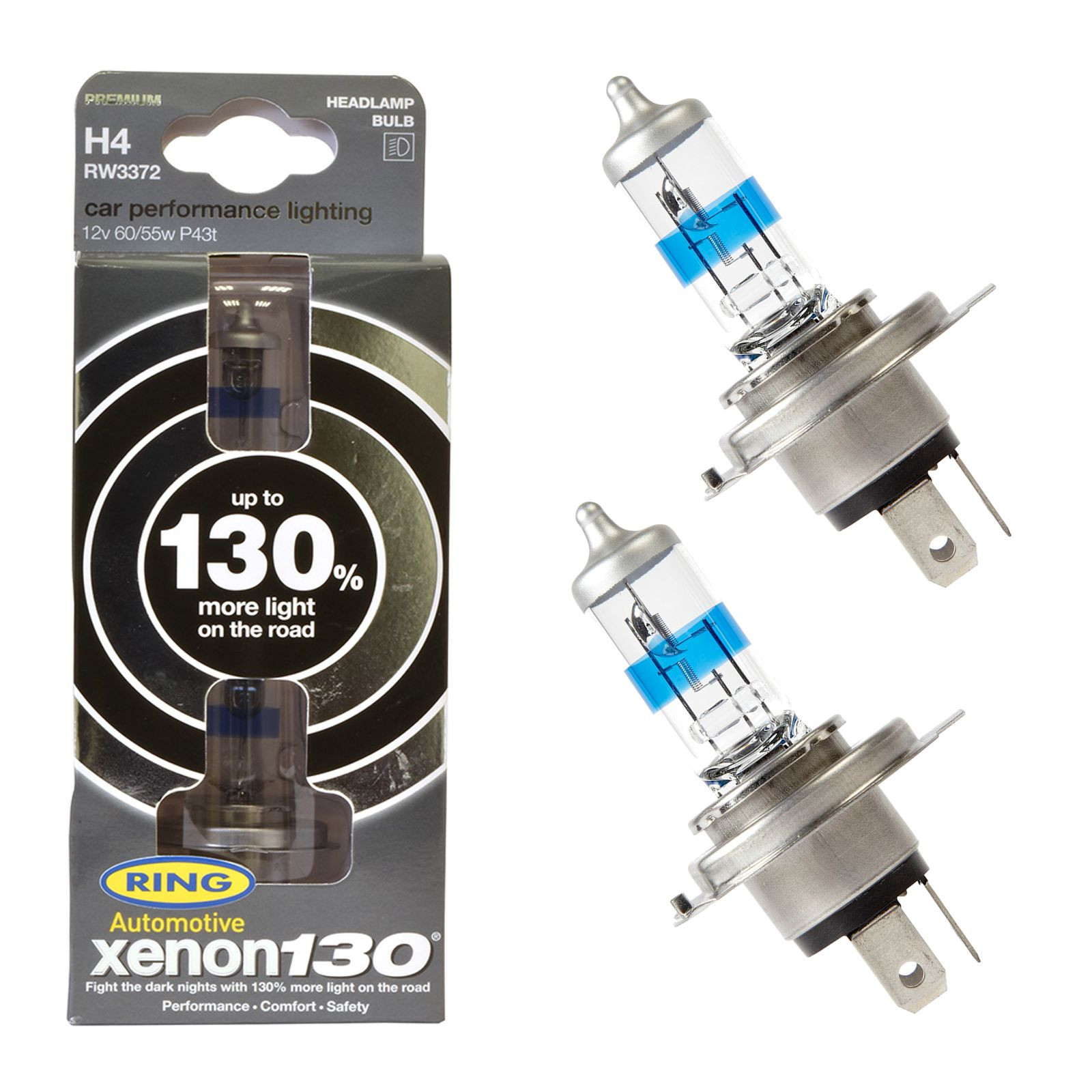 Ring Xenon 130 Super Bright White Xenon Upgrade H4 Bulb Twin Pack ...