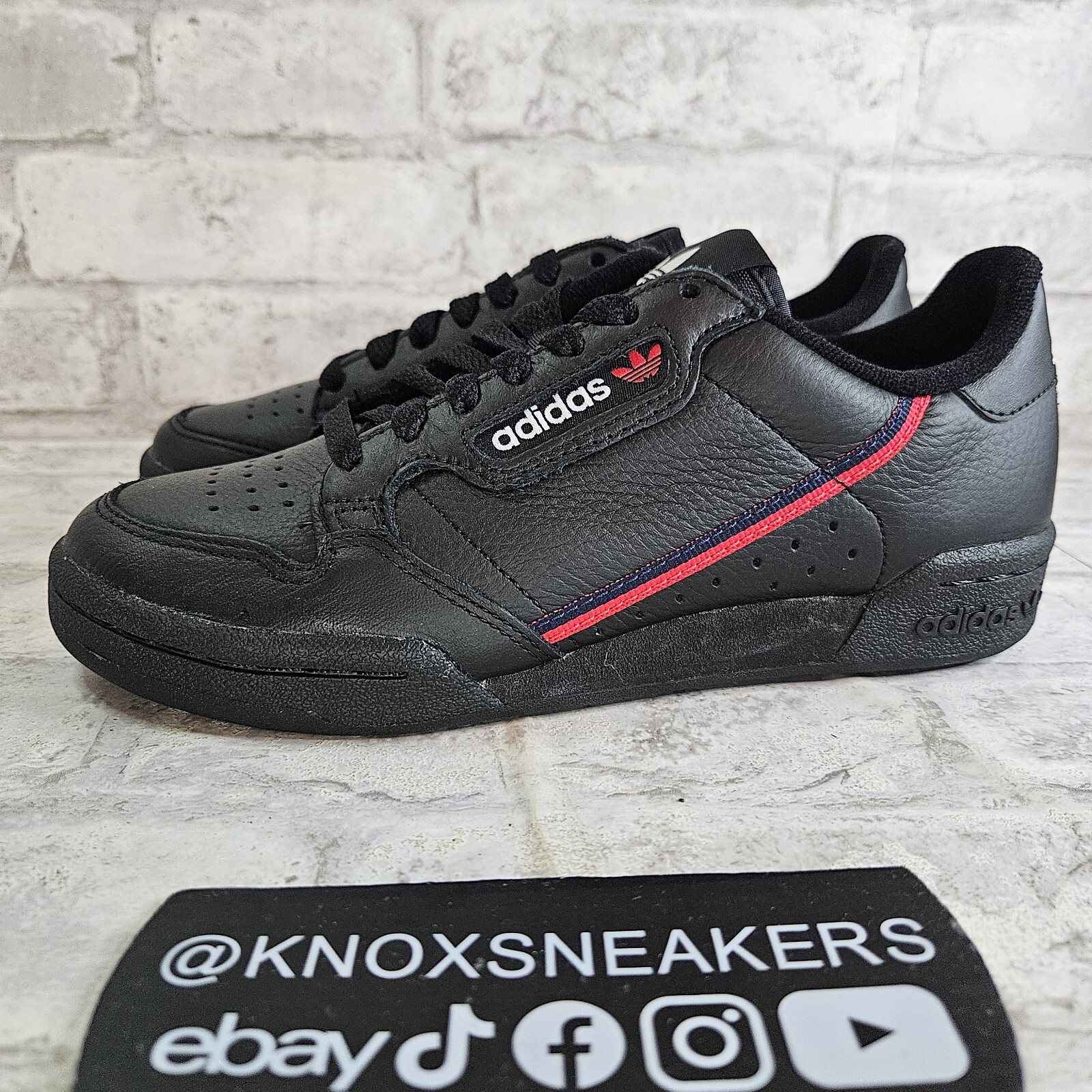 Adidas Continental 80 Black Red Navy Sneaker B41672 Men's Size 4/ Women ...