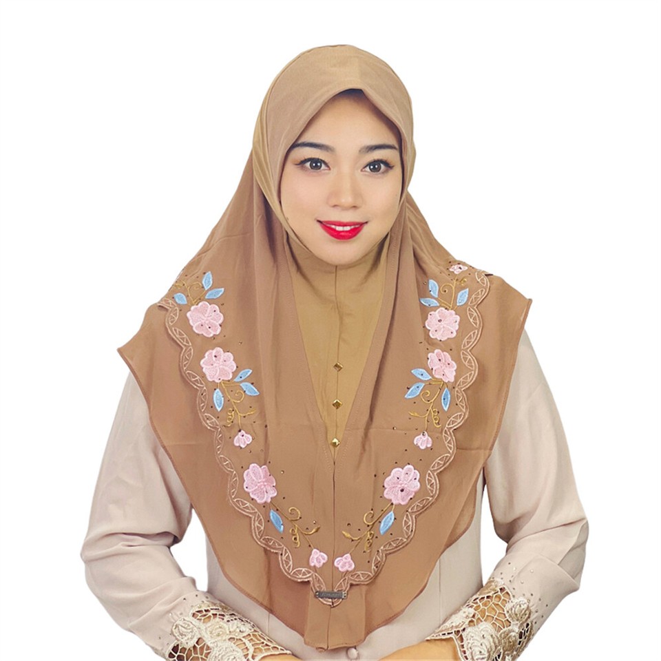 Muslim Instant Hijab Women Prayer Burqa Amira Shawls Embroidery ...