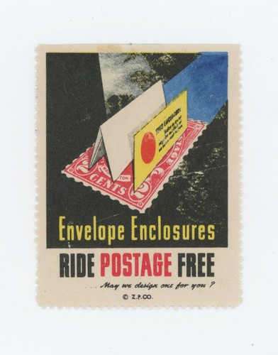 1930's Ride Postage Free Envelope Enclosures Poster Stamp Original F63 ...
