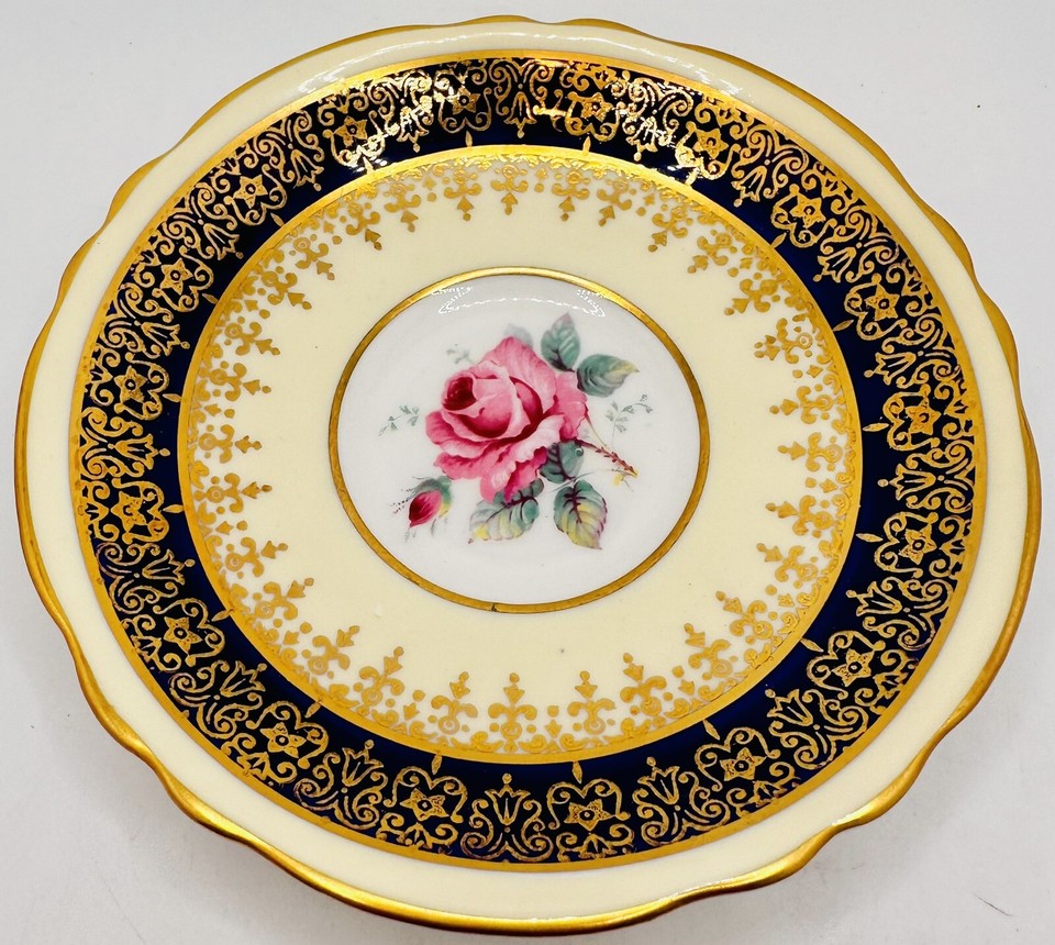 Paragon Cup & Saucer Floating Red Rose Cobalt Blue Very Heavy Gold Gilt ...