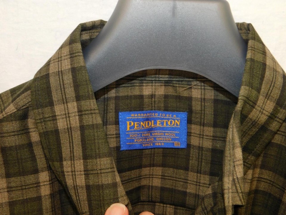 Vtg Sir Pendleton M Brown Plaid Worsted Wool Shirt Button Down Collar Pocket Men | eBay