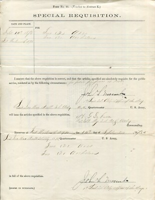 General Horatio Gates Gibson Civil War Chief Quartermaster Signed ...