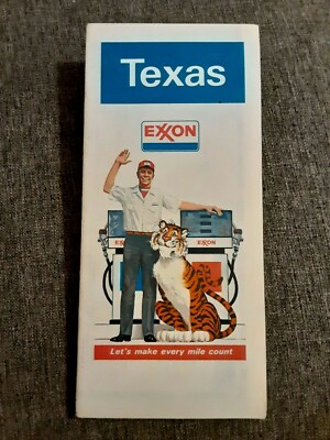 Vintage! 1979 EXXON "Texas" Tiger 34x23" Fold-Out Map! FREE SHIPPING ...