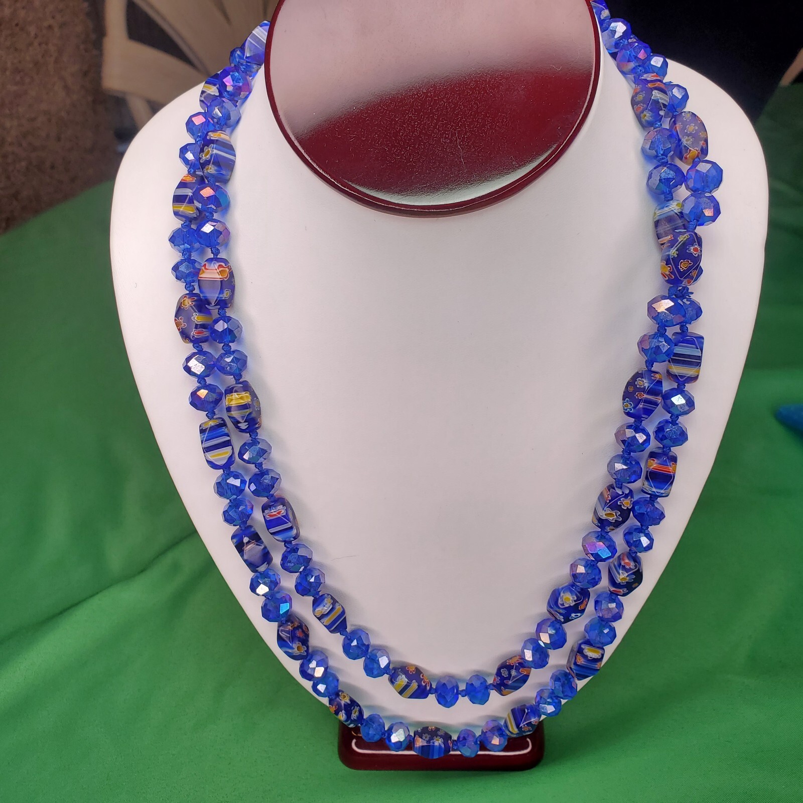 Vintage Italian Blue Millefiori AB Glass Crystal Bead… - Gem