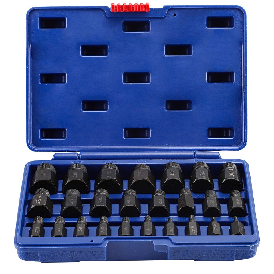 25-Piece Easy Out Screws Bolt Extractor Socket Set Hex Head Rounded ...