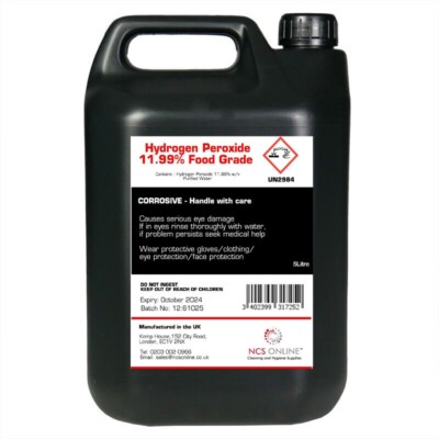 Hydrogen Peroxide 11.99% (12%) Food Grade 5 Litre H2o2 (5L) | eBay UK