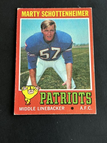 1971 Topps Football #3 Marty Shottenheimer Rookie EX Boston Patriots ...