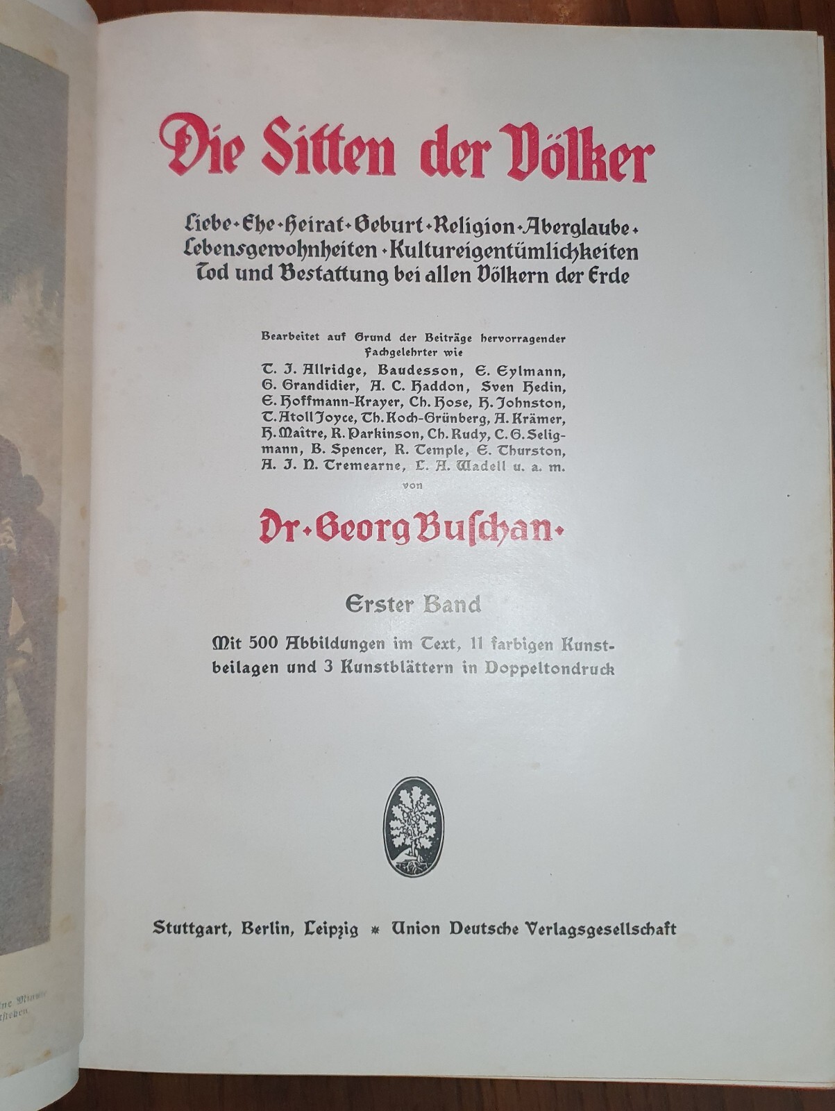 Georg BUSCHAN / Die Sitten der Volker 1922 I-IV | eBay