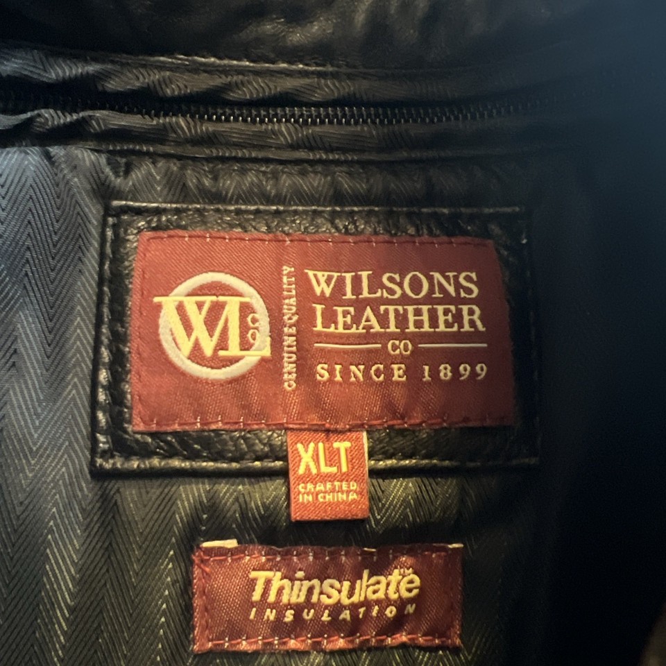 Wilsons Leather Jacket Men's XLT Black Full Zip Bomber 3M Thinsulate ...